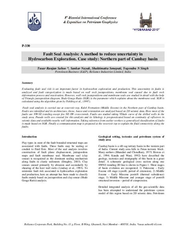 (PDF) Fault Seal Analysis: A method to reduce uncertainty in ...