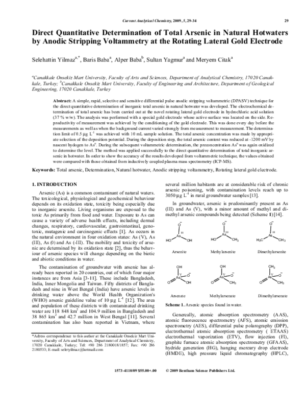 (PDF) Direct Quantitative Determination of Total Arsenic in Natural ...