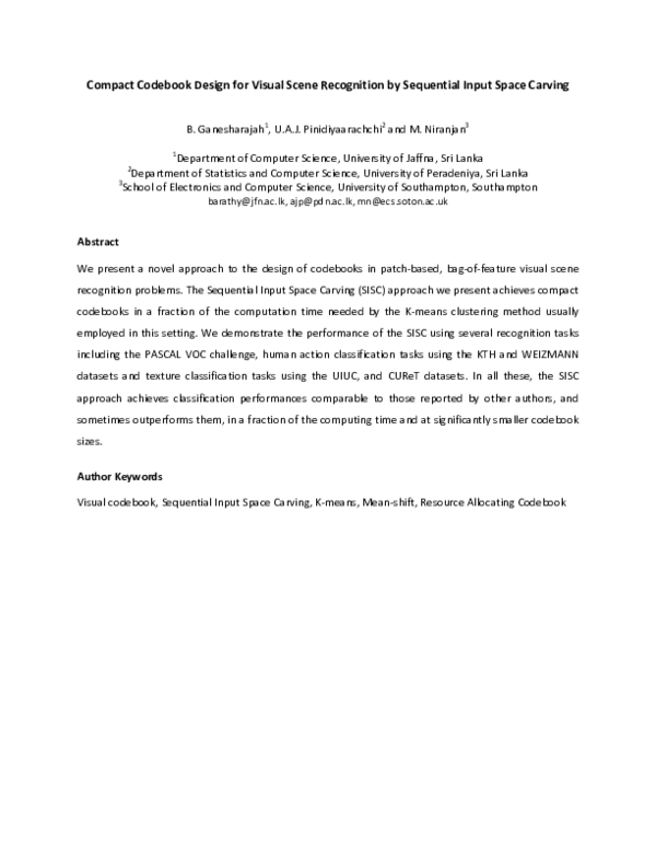 Pdf Compact Codebook Design For Visual Scene Recognition By