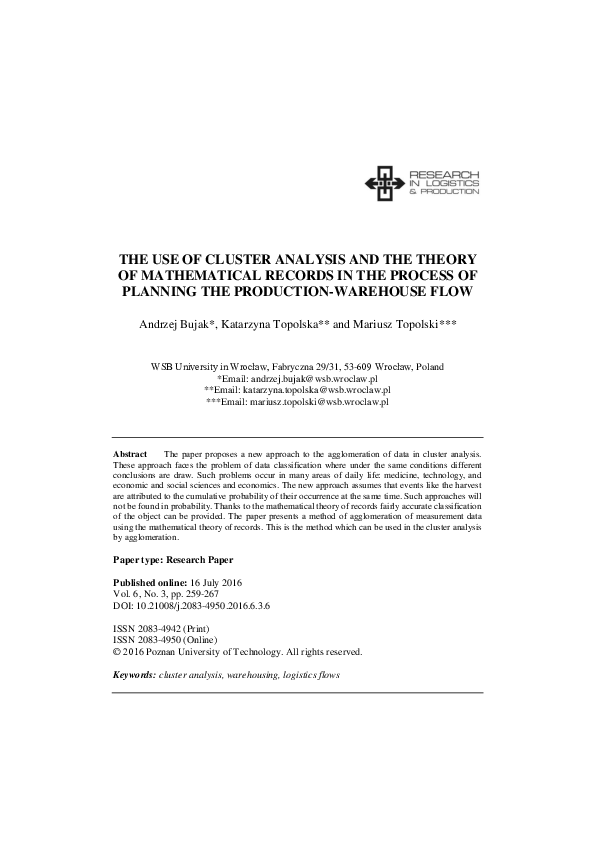 (PDF) The use of cluster analysis and the theory of mathematical ...