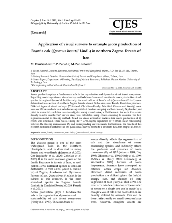 (PDF) Application of visual surveys to estimate acorn production of ...