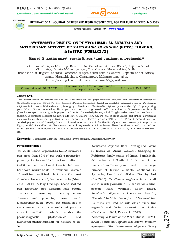 (PDF) SYSTEMATIC REVIEW ON PHYTOCHEMICAL ANALYSIS AND ANTIOXIDANT ...