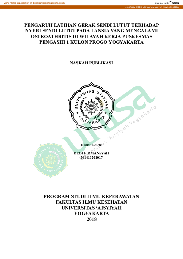 Pdf Pengaruh Latihan Gerak Sendi Lutut Terhadap Nyeri Sendi Lutut