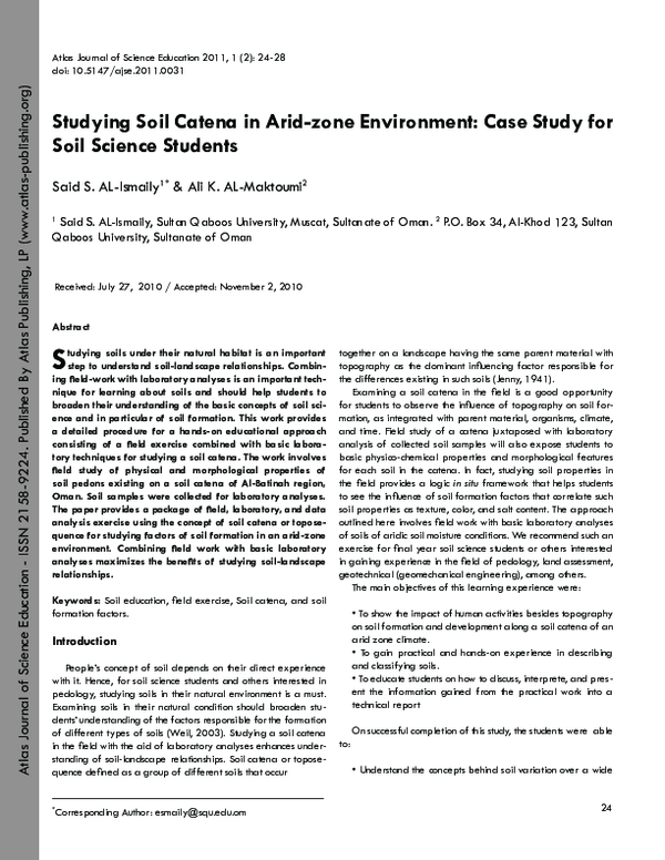 (PDF) Studying Soil Catena in Arid-zone Environment: Case Study for ...