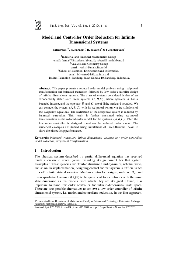 (PDF) Order Reduction in Infinite Dimensional Systems