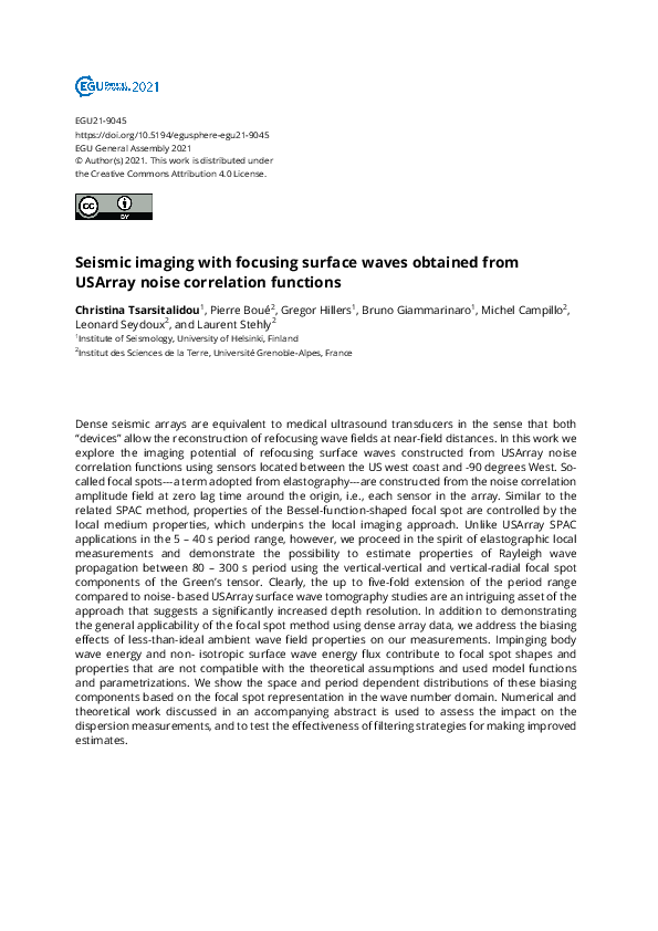 (PDF) Seismic imaging with focusing surface waves obtained from USArray noise correlation functions