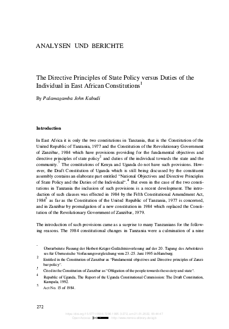 (PDF) The Directive Principles of State Policy Versus Duties of the ...