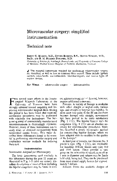 (PDF) Microvascular surgery: simplified instrumentation