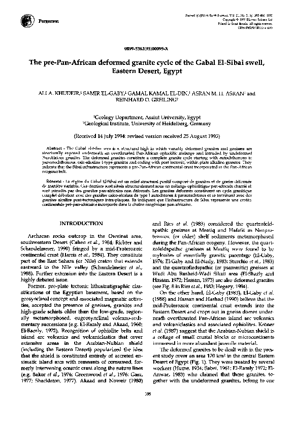 (PDF) The pre-Pan-African deformed granite cycle of the Gabal El-Sibai ...