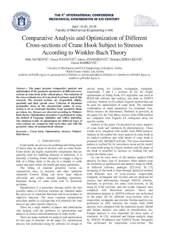 (PDF) Comparative Analysis and Optimization of Different Cross-sections ...