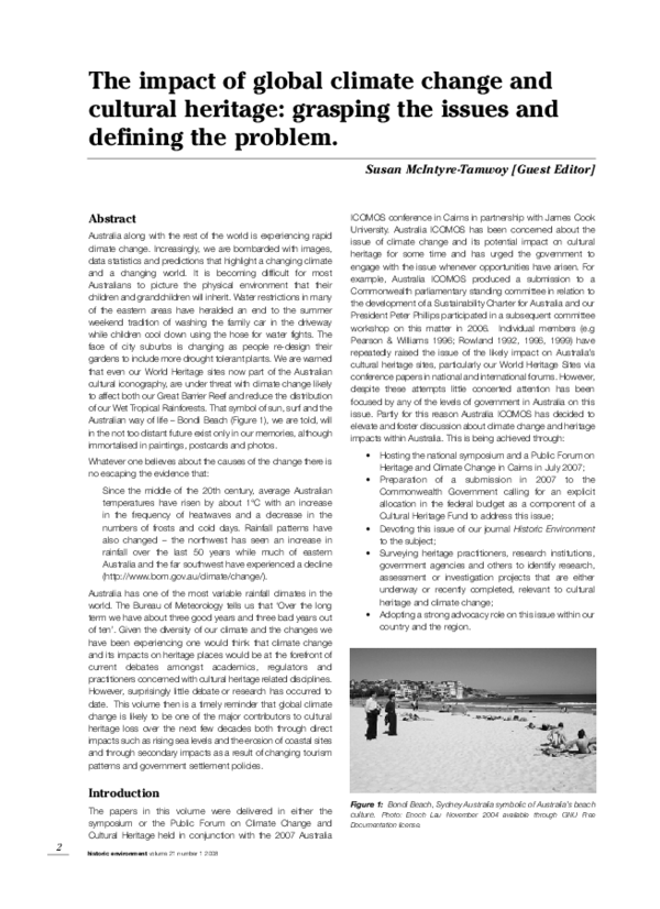 (PDF) The impact of global climate change and cultural heritage ...