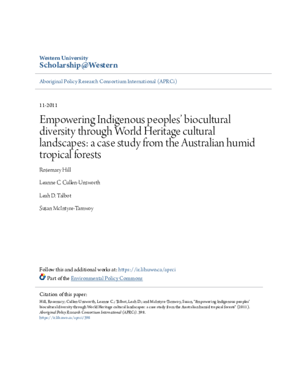 (PDF) Empowering Indigenous peoples’ biocultural diversity through ...
