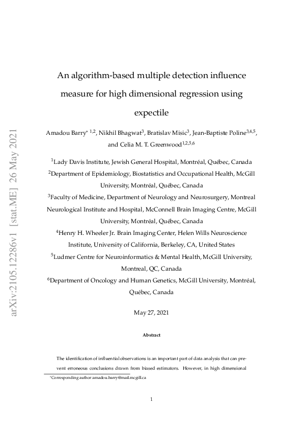(PDF) An algorithm-based multiple detection influence measure for high dimensional regression ...