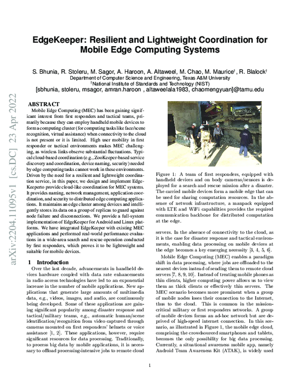 (PDF) EdgeKeeper: Resilient and Lightweight Coordination for Mobile Edge Clouds