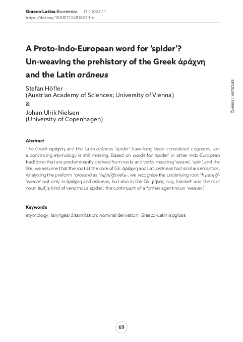 (PDF) A Proto-Indo-European word for 'spider'? : un-weaving the ...