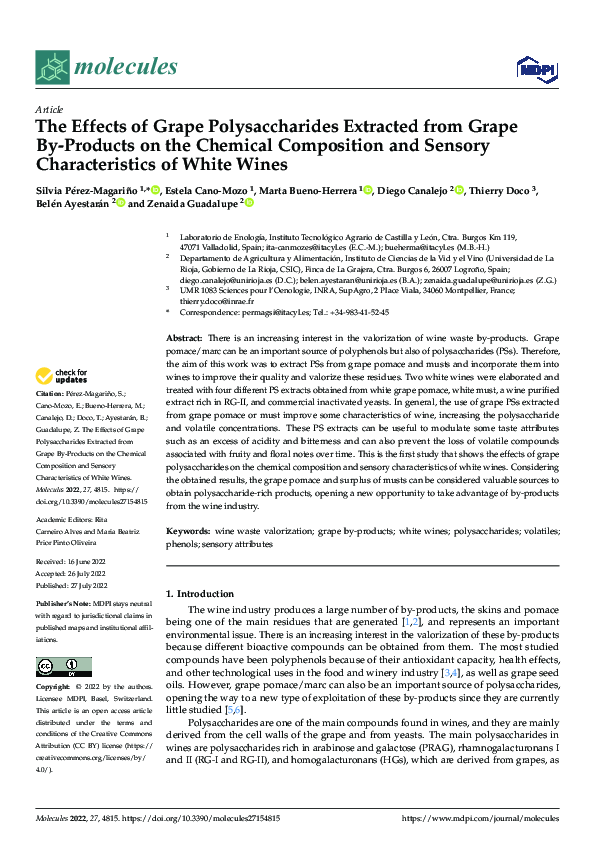 (PDF) The Effects of Grape Polysaccharides Extracted from Grape By-Products on the Chemical ...