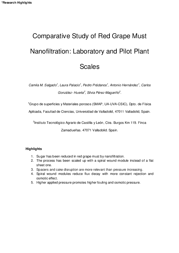 (PDF) Comparative study of red grape must nanofiltration: Laboratory ...
