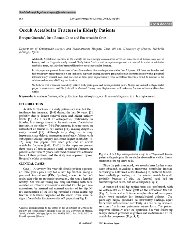 (PDF) Occult acetabular fracture in elderly patients