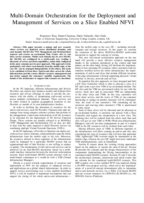 (PDF) Multi-Domain Orchestration for the Deployment and Management of Services on a Slice ...