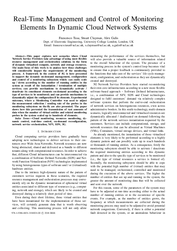 (PDF) Real-Time Management and Control of Monitoring Elements In ...