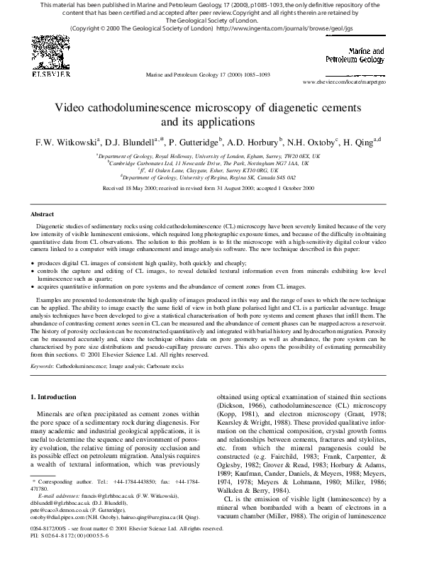 (PDF) Video cathodoluminescence microscopy of diagenetic cements and ...