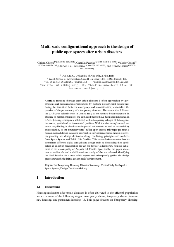 (PDF) Multiscale Configurational Approach to the Design of Public Open Spaces After Urban Disasters