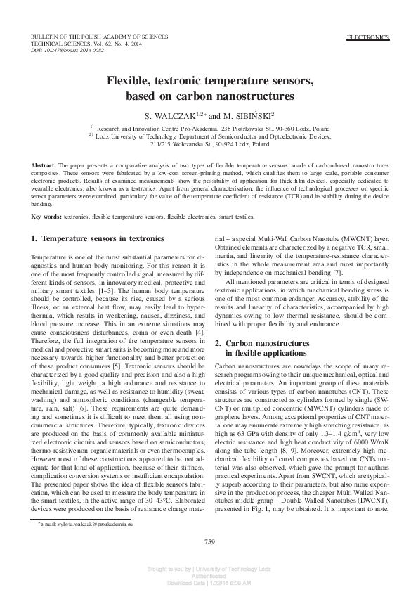 (PDF) Flexible, textronic temperature sensors, based on carbon nanostructures