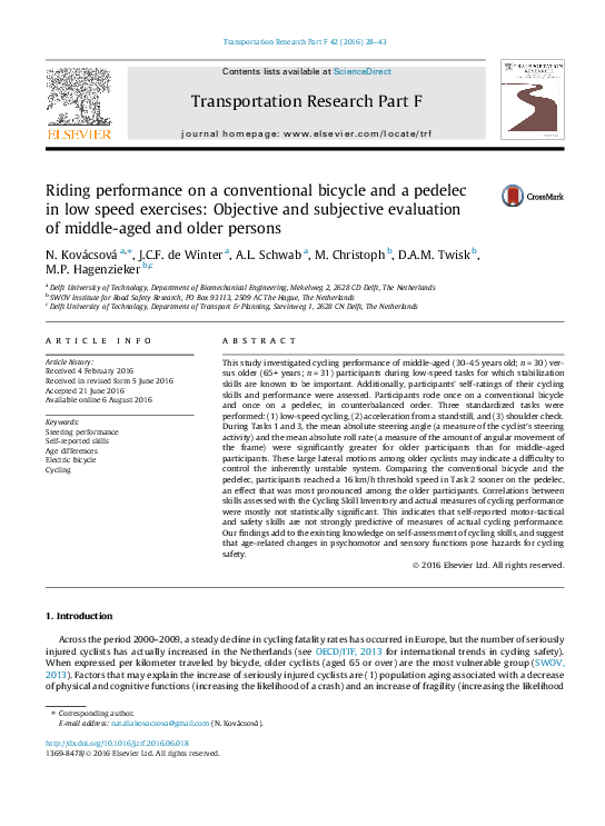 (PDF) Riding performance on a conventional bicycle and a pedelec in low ...