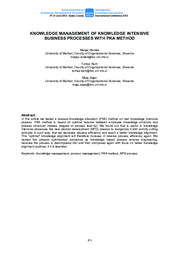 (PDF) Knowledge Management of Knowledge Intensive Business Processes ...