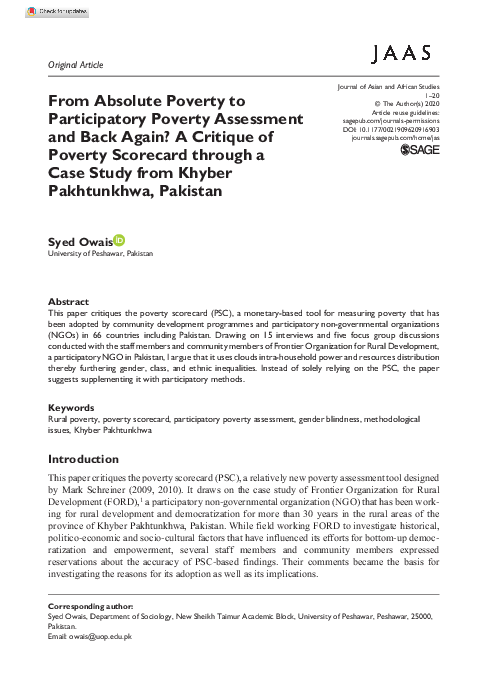 (PDF) From Absolute Poverty to Participatory Poverty Assessment and ...