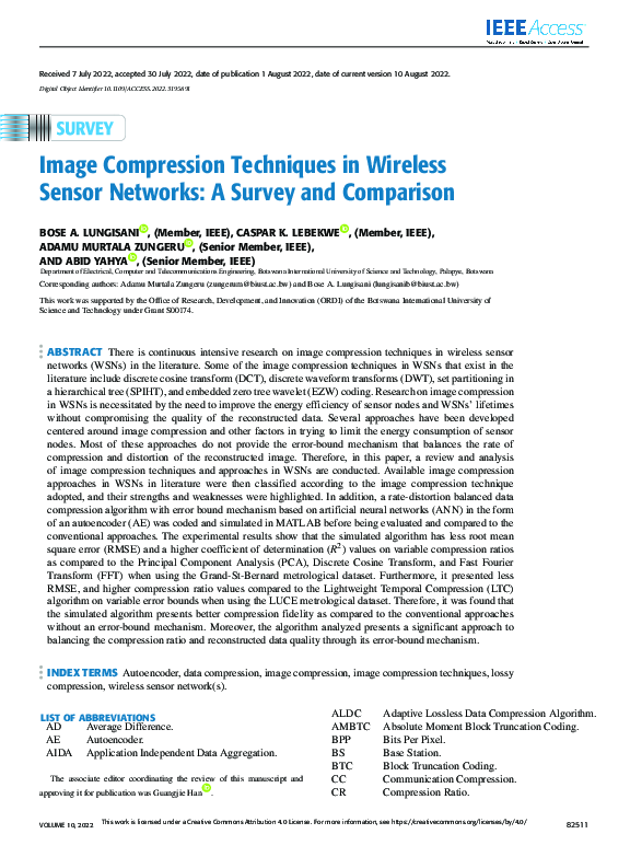 (PDF) Image Compression Techniques in Wireless Sensor Networks: A Survey and Comparison
