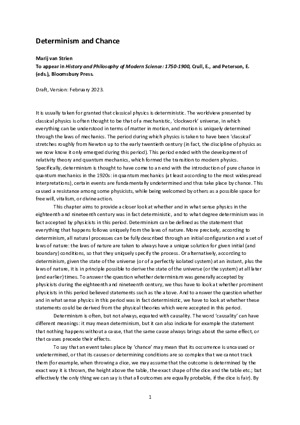 (PDF) Determinism and Chance