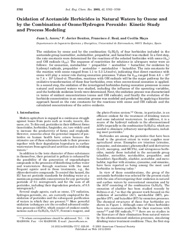 (PDF) Oxidation of Acetamide Herbicides in Natural Waters by Ozone and ...