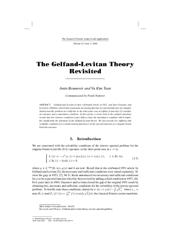 The Gelfand-Levitan Theory Revisited