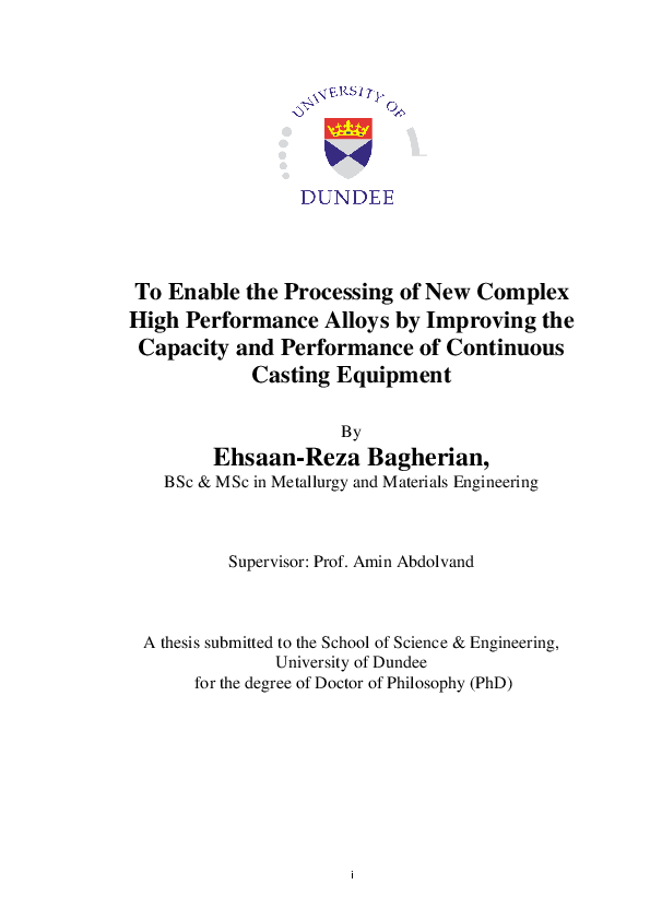 (PDF) To enable the processing of new complex high performance alloys ...
