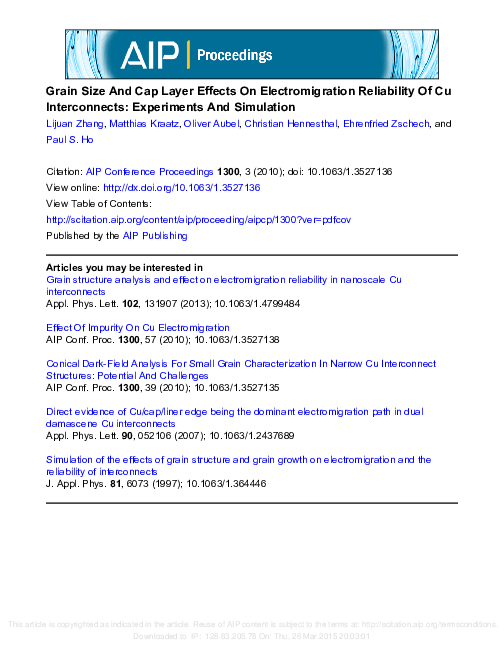 Pdf Grain Size And Cap Layer Effects On Electromigration Reliability