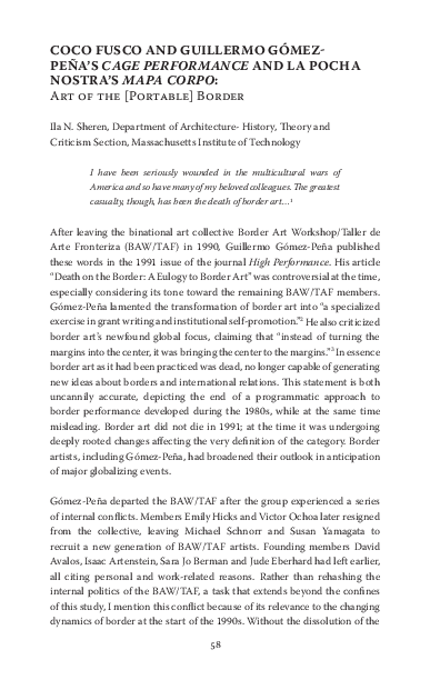 (PDF) Coco Fusco and Guillermo Gómez-Peña's Cage Performance and La ...
