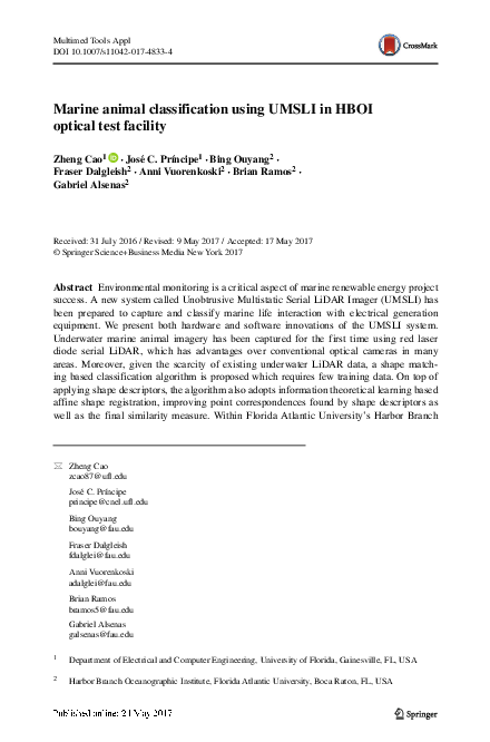 (PDF) Marine animal classification using UMSLI in HBOI optical test ...