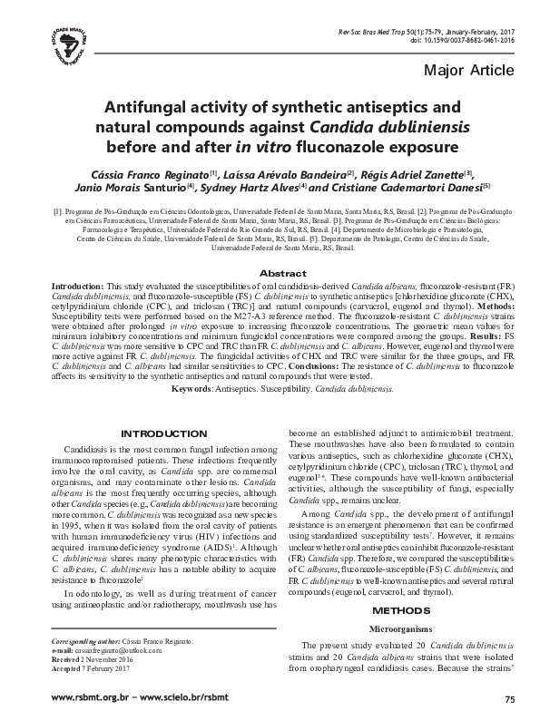 (PDF) Antifungal activity of synthetic antiseptics and natural compounds against Candida ...
