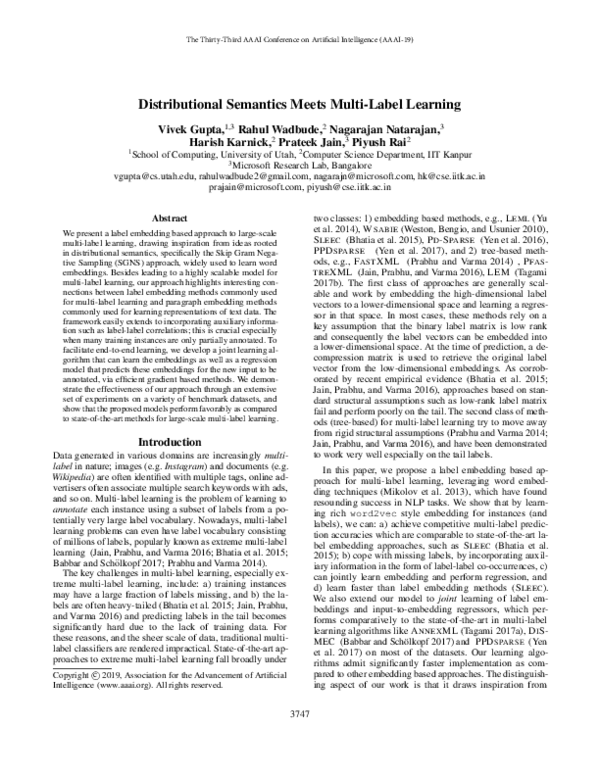 (PDF) Distributional Semantics Meets Multi-Label Learning