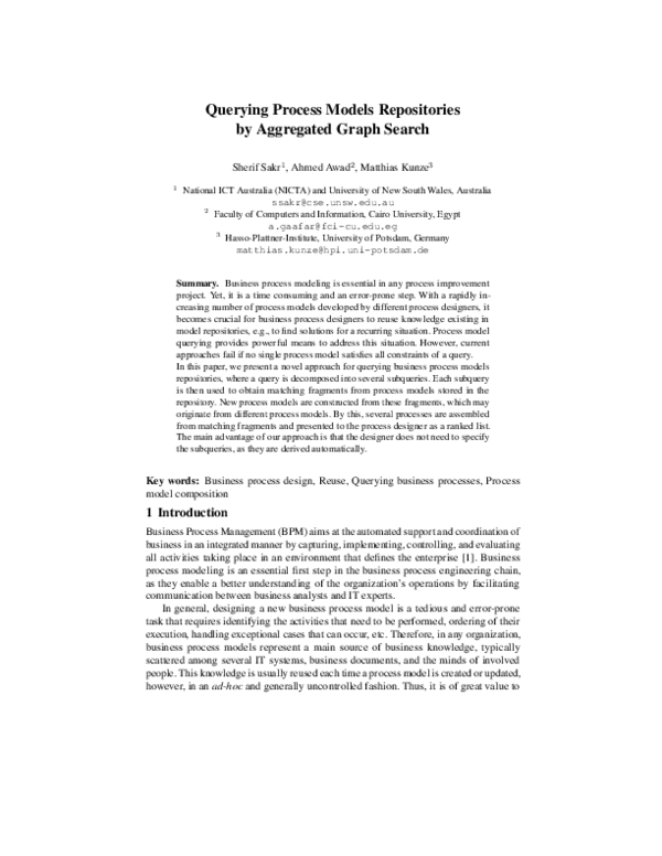 (PDF) Aggregated Graph Search for Process Models