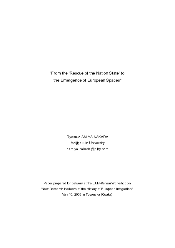 (PDF) From the 'Rescue of the Nation State' to the Emergence of ...