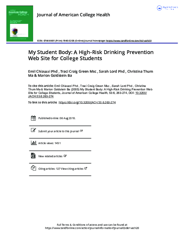 (PDF) My Student Body: A High-Risk Drinking Prevention Web Site for ...