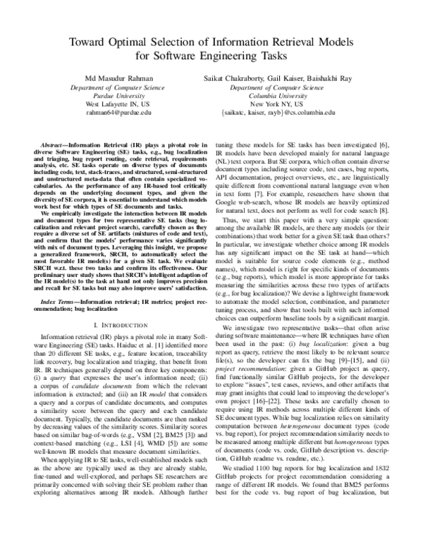(PDF) Toward Optimal Selection of Information Retrieval Models for ...