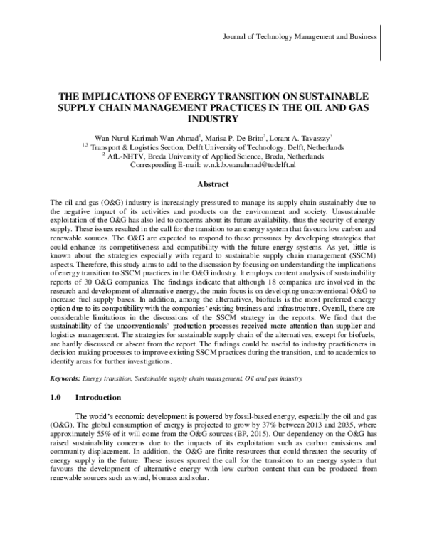 (PDF) The Implications of Energy Transition on Sustainable Supply Chain ...