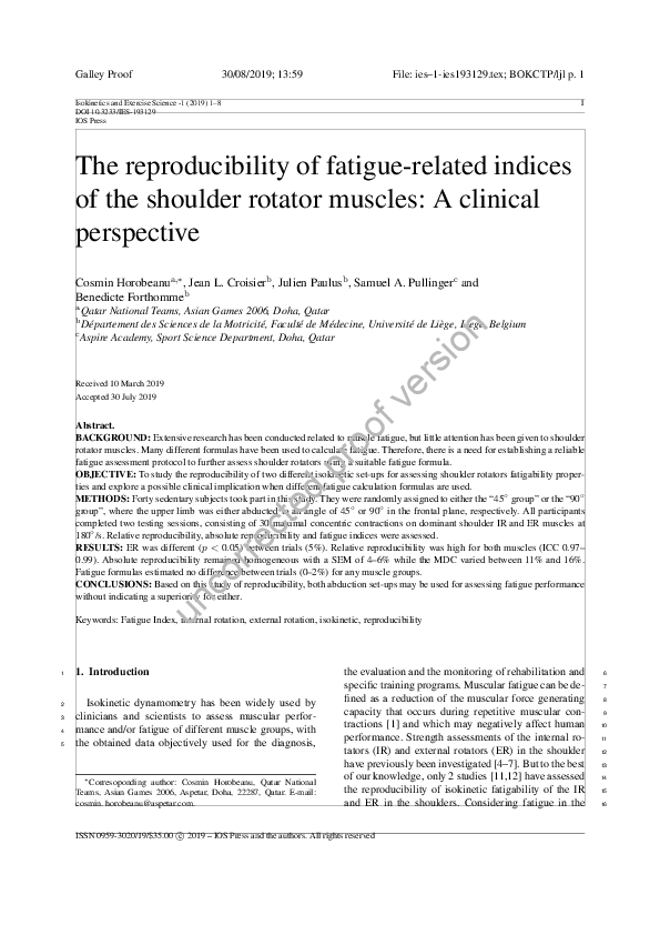 (PDF) The reproducibility of fatigue-related indices of the shoulder ...