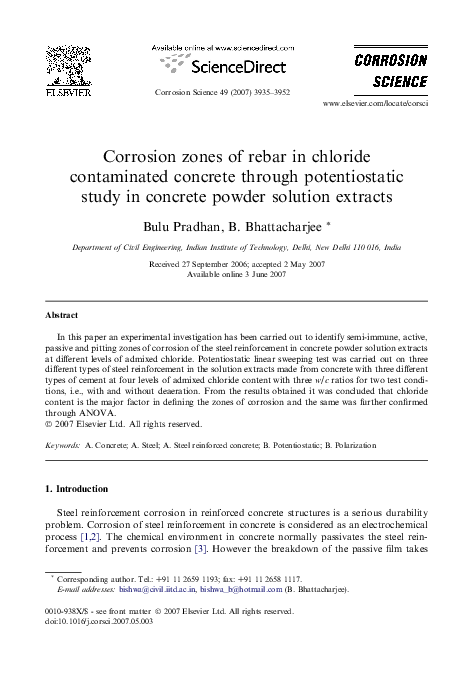 (PDF) Corrosion zones of rebar in chloride contaminated concrete ...