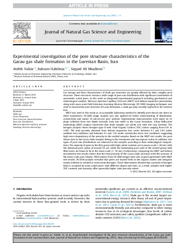 (PDF) Experimental investigation of the pore structure characteristics ...