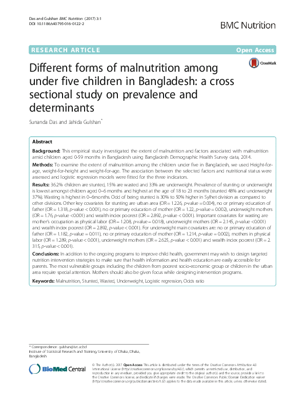 (PDF) Different forms of malnutrition among under five children in ...