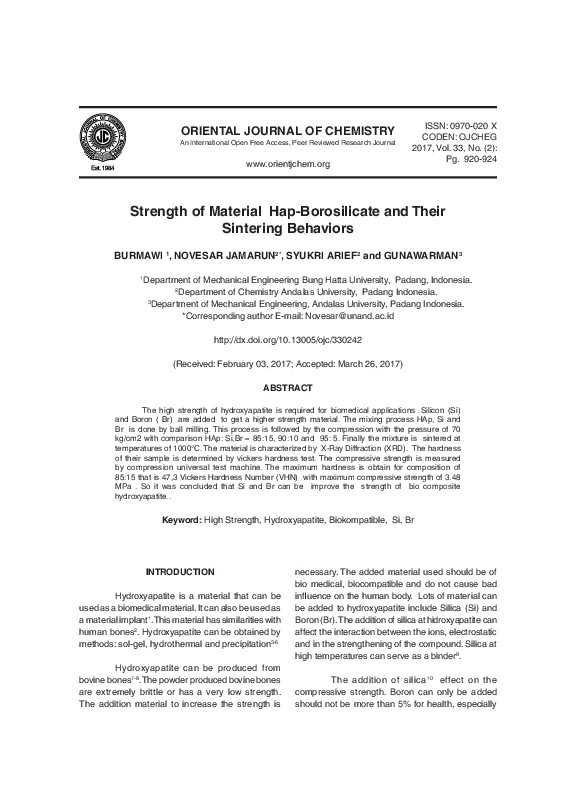 (PDF) Strength of Material Hap-Borosilicate and Their Sintering Behaviors